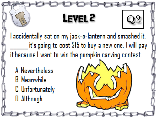 Transition Words Activity: Vocabulary Escape Room Halloween | Teaching ...