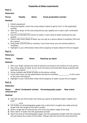 IB Biology SL & HL Properties of water | Teaching Resources
