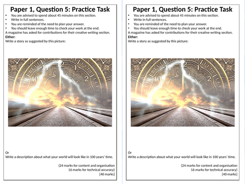 Paper 1, Q5 Practice Tasks Set One | Teaching Resources