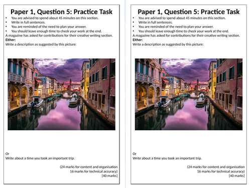 Paper 1, Q5 Practice Tasks Set Three | Teaching Resources