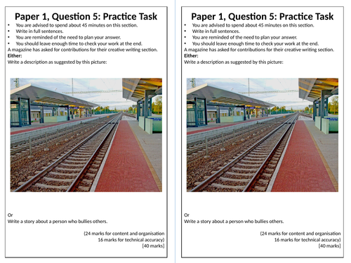 Paper 1, Q5 Practice Tasks Set Three | Teaching Resources