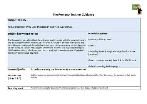 History- The Romans- The Roman Army lesson | Teaching Resources