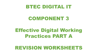 BTEC DIT Component 3 - PART A Revision Book | Teaching Resources