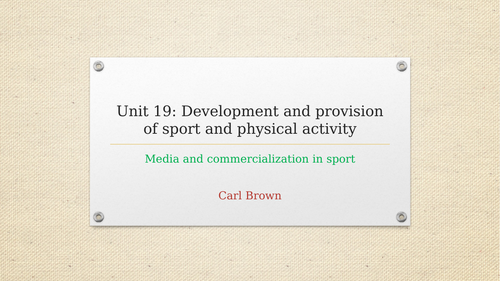 Unit 19: Development and Provision of sport and physical activity ...