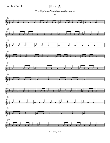 30 Rhythmic Variations on the note A | Teaching Resources