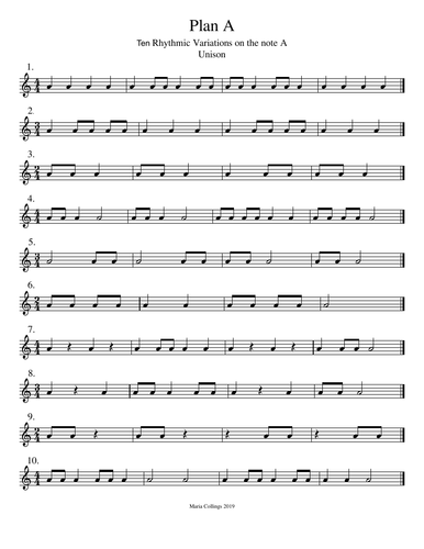 30 Rhythmic Variations on the note A | Teaching Resources