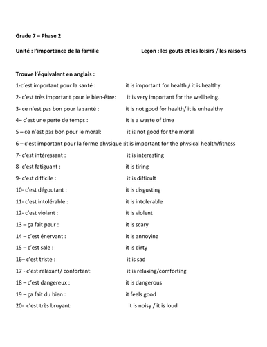 Les gouts et les loisirs, les raisons de les aimer ou de les detester ...