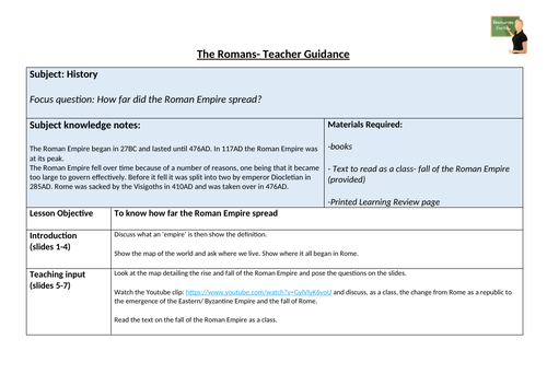 History- The Romans- The rise and fall of the Roman Empire lesson ...