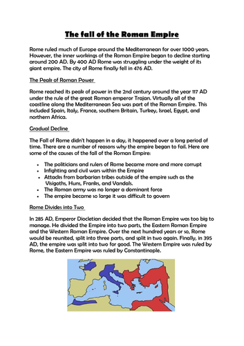 History- The Romans- The rise and fall of the Roman Empire lesson ...