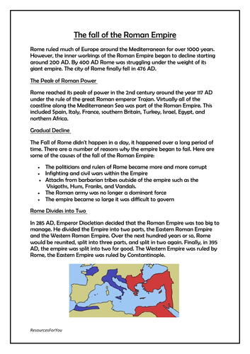 History- The Romans- The rise and fall of the Roman Empire lesson ...