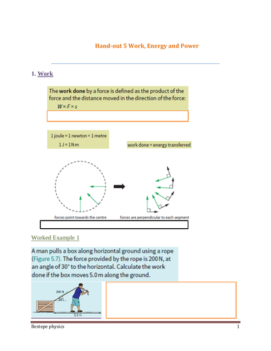 As Level Physics Work Energy and Power CIE | Teaching Resources