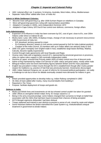 AQA AS/A-Level History British Empire Revision Notes Summarised ...
