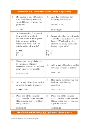 Number Year 6 Block 2 Week 6 Order of Operations | Teaching Resources