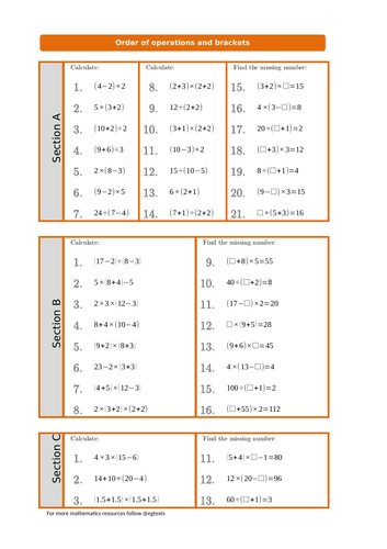 Number Year 6 Block 2 Week 6 Order of Operations | Teaching Resources