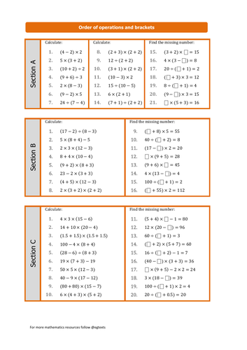 Number Year 6 Block 2 Week 6 Order of Operations | Teaching Resources
