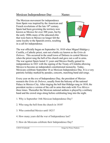 Mexican Independence Day Cultural Reading: Grito de Dolores (English ...