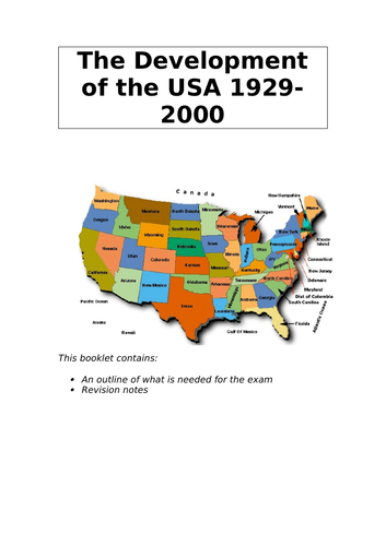 REVISION GUIDE: USA History Eduqas GCSE | Teaching Resources