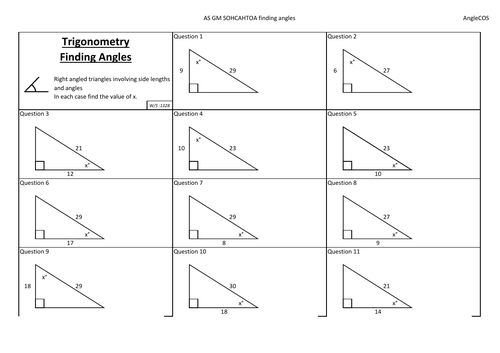 SOHCAHTOA Finding angles | Teaching Resources SOHCAHTOA Finding angles | Teaching Resources