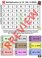 Multiplying By 10, 100, and 1000 Number Word Search Activity | Teaching ...