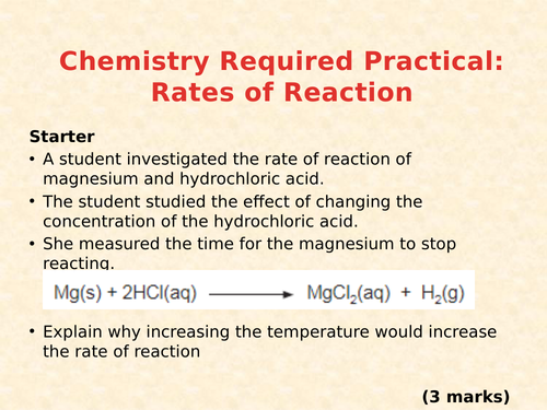 AQA Chemistry Topic 8: Rates of Reaction Required Practical | Teaching ...