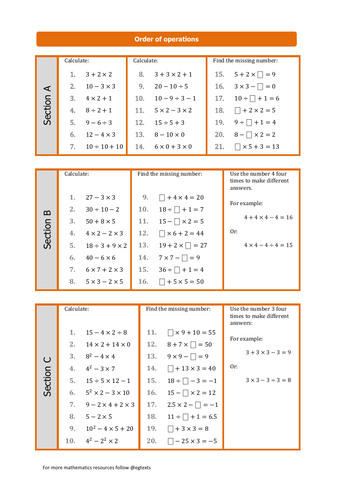 Number Year 6 Block 2 Week 6 Order Of Operations Teaching Resources