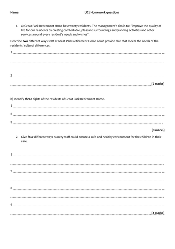 CTEC Health & Social Care Unit 2 LO1 resources | Teaching Resources