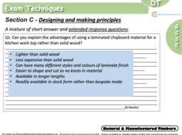 GCSE DT Theory (New Spec) – Natural & Man-Made Timbers | Teaching Resources