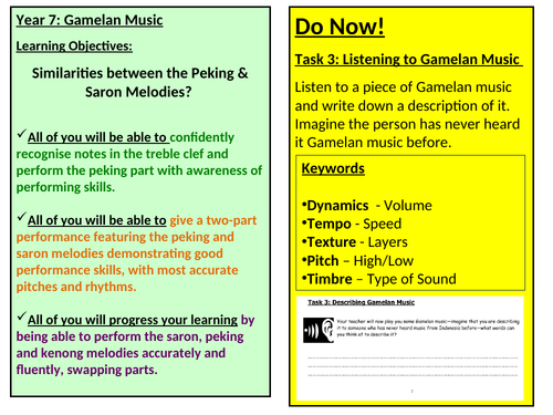 Year 7 Unit of Work - Indonesian Gamelan Music | Teaching Resources