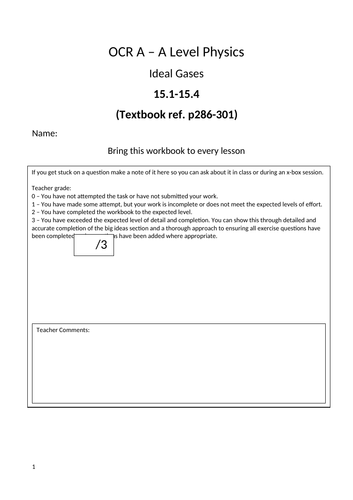 A Level Physics - Ideal Gases Presentations and Student workbook (for ...