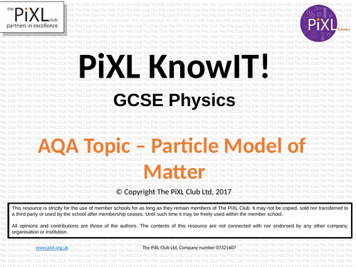 AQA - Physics Particle Model of Matter | Teaching Resources