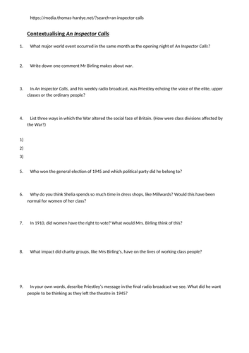 An Inspector Calls GCSE | Teaching Resources