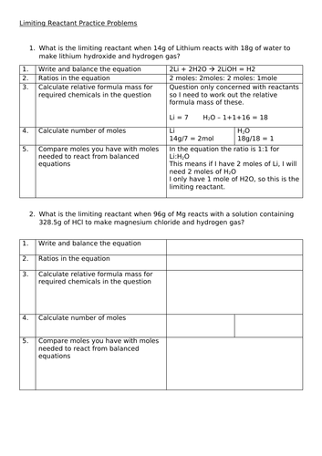 Limiting Reactants AQA | Teaching Resources
