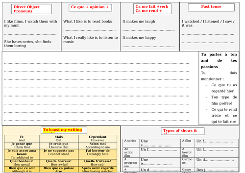 French - films - émissions - media topic (reading, grammar, translation ...