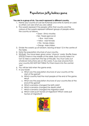 The Jelly Baby Population Game | Teaching Resources