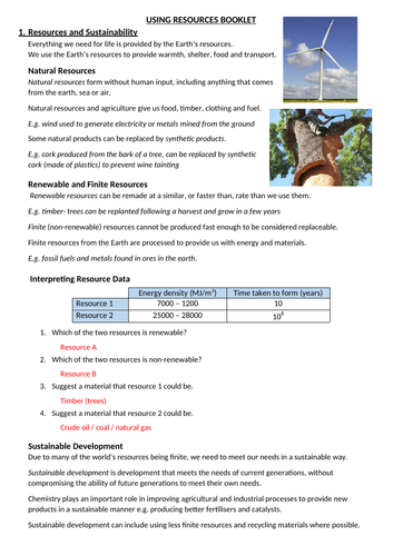 AQA GCSE Using Resources Triple and Combined Science booklets ...