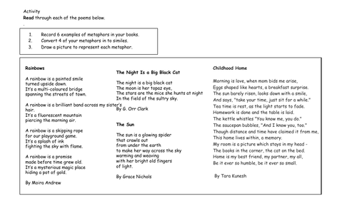 Year 4: Poetry - Image Poems (Week 1 of 2) | Teaching Resources