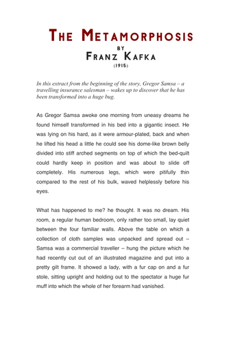 The Metamorphosis: Extract & Questions (AQA GCSE) | Teaching Resources