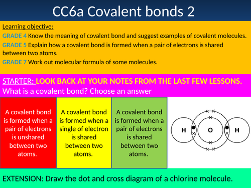GCSE EDEXCEL Science 9-1 - Chemistry - CC6a Covalent bonds | Teaching ...