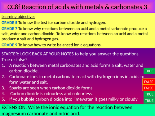GCSE EDEXCEL Science 9-1 - Chemistry - CC8f Reactions of acids with ...