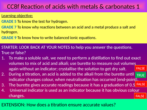 GCSE EDEXCEL Science 9-1 - Chemistry - CC8f Reactions of acids with ...
