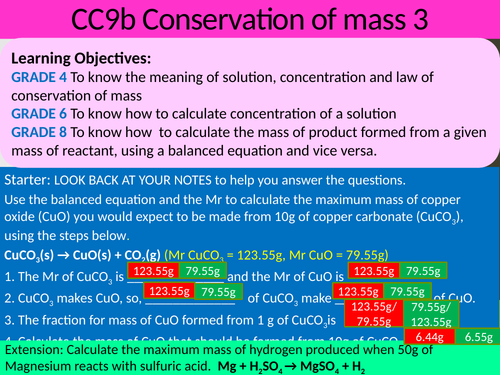 GCSE EDEXCEL Science 9-1 - Chemistry - CC9b Conservation of mass ...