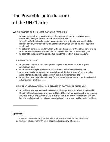 Model of the United Nations Organisation - MUN - 1st lesson ...