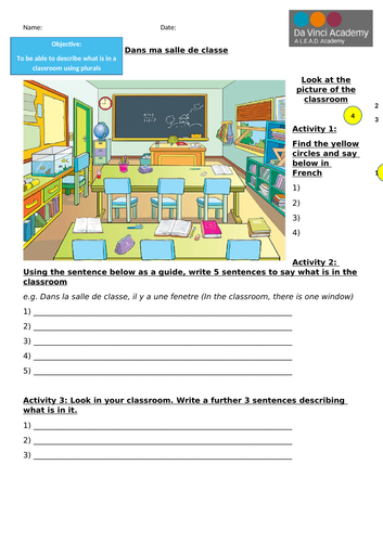 DANS MA SALLE DE CLASSE KS3 WORKSHEET | Teaching Resources
