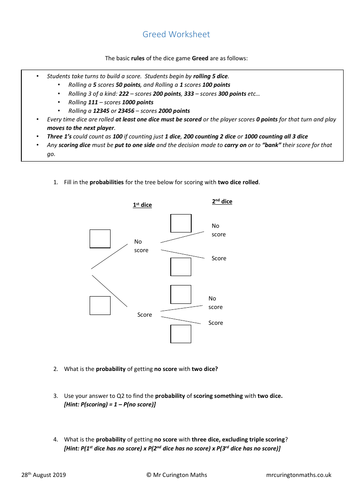 Greed Worksheet | Teaching Resources
