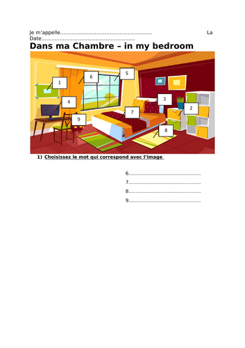 Dans ma Chambre Interactive GCSE French Worksheet - AQA, Edexcel, OCR ...