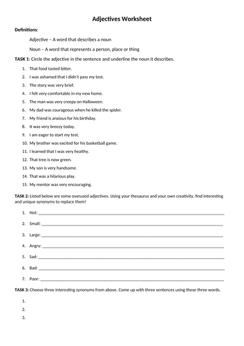 Adjectives Lesson | Teaching Resources