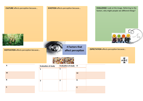 GCSE Psychology- Factors affecting perception A3 sheet | Teaching Resources