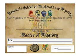 Harry Potter Hogwarts style assembly certificate | Teaching Resources
