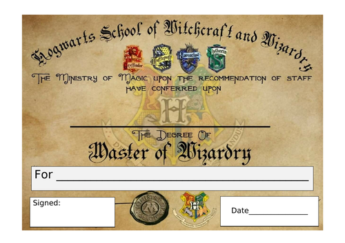 Harry Potter Hogwarts style assembly certificate | Teaching Resources