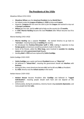 Isolationism - Republican Presidents and Policies Post-World War One ...
